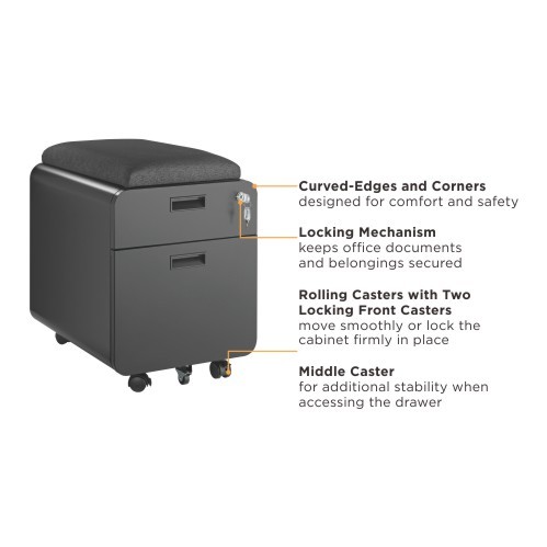 2-Drawer Locking Mobile File Cabinet with Cushion Supplier and ...