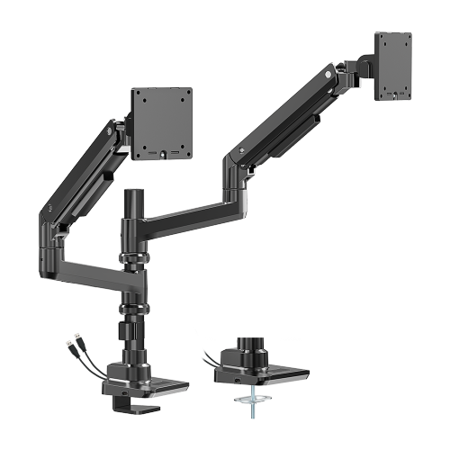 Fabulous Pole-Mounted Gas Spring Dual Monitor Arm With USB-A/USB-C ...