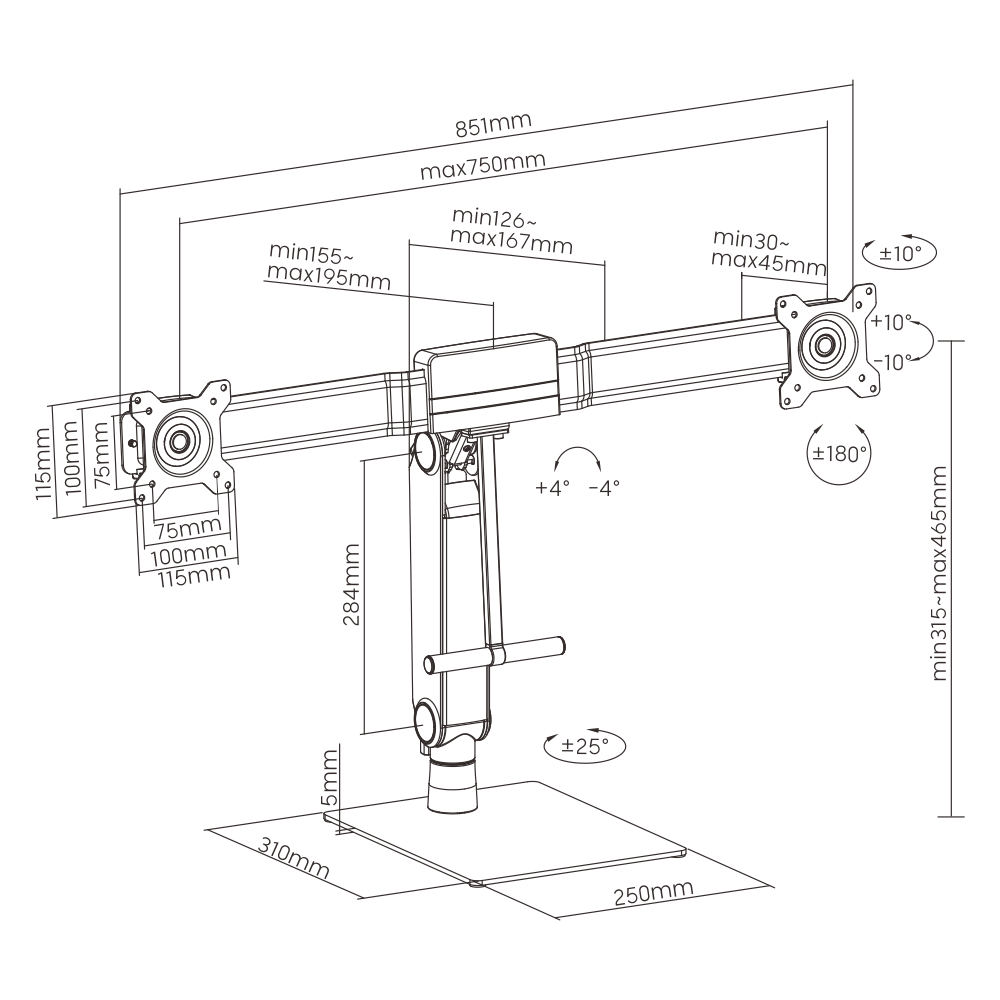 Freestanding Easy-to-Adjust Spring-Assisted Dual Monitor Stand Supplier ...