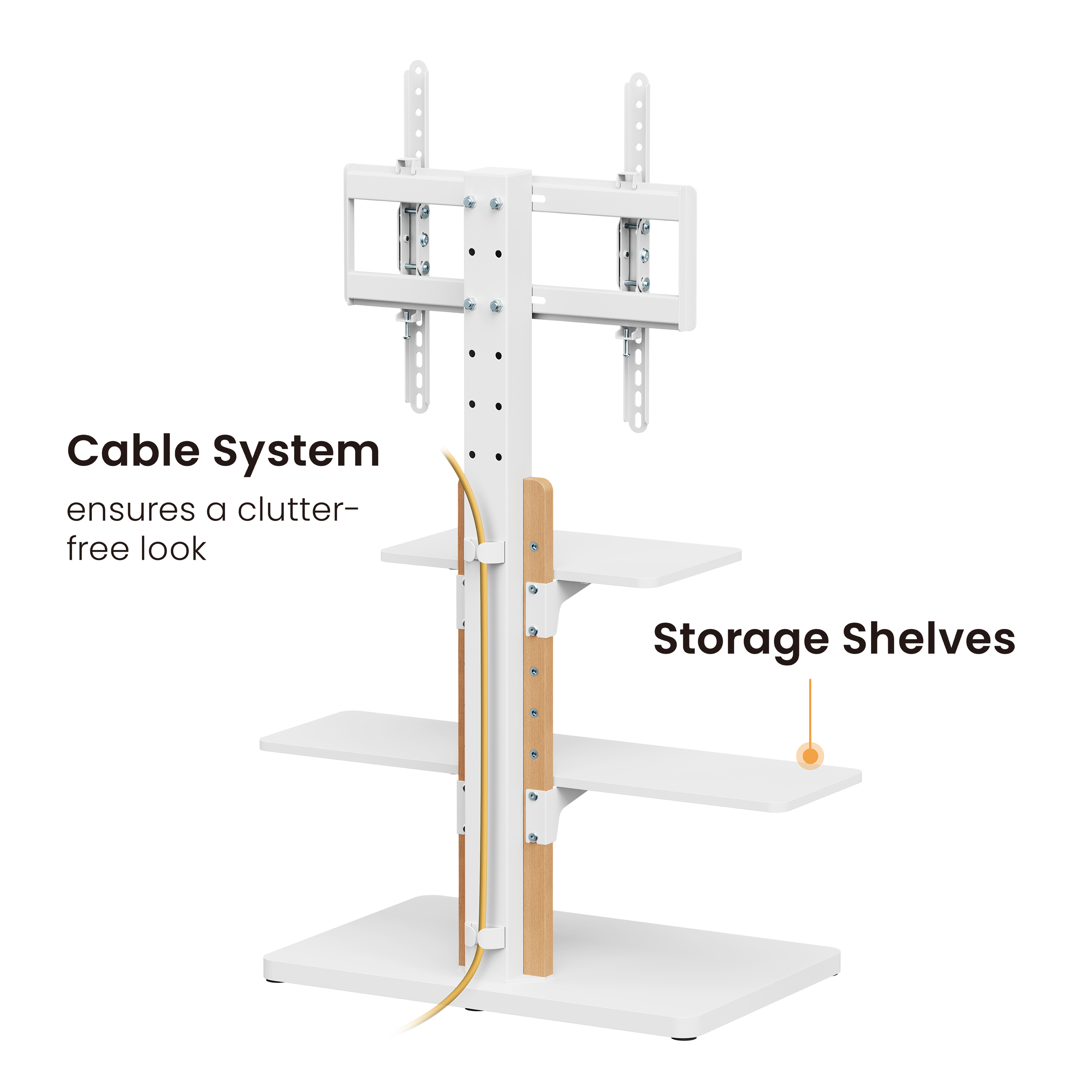 Economy Height-adjustable TV Floor Stand with Shelves Supplier and ...
