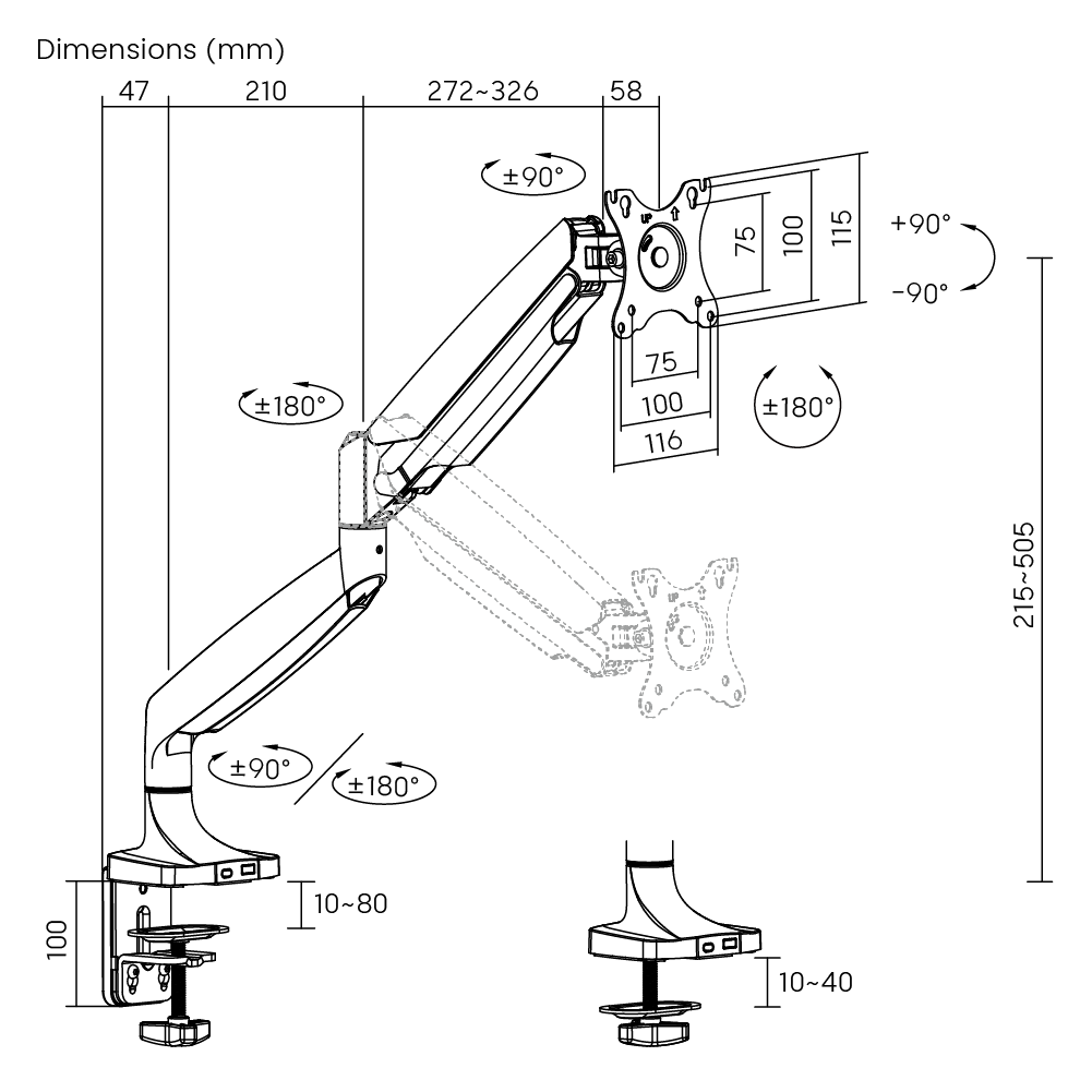 Single Screen Heavy-Duty Gas Spring Monitor Arm Supplier and ...
