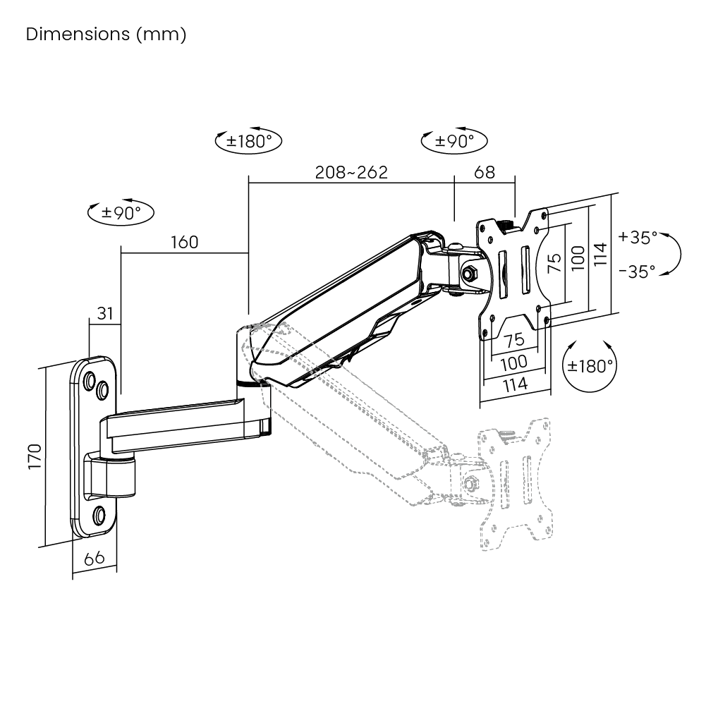 Single Screen Wall-Mounted Gas Spring Monitor Arm Supplier and ...