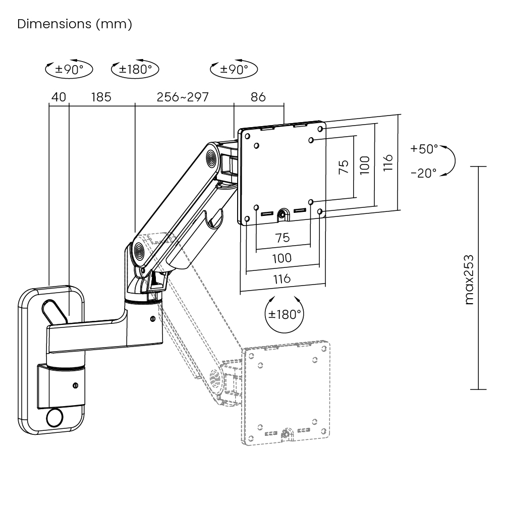 Noteworthy Wall-Mounted Heavy-Duty Gas Spring Monitor Arm Supplier and ...