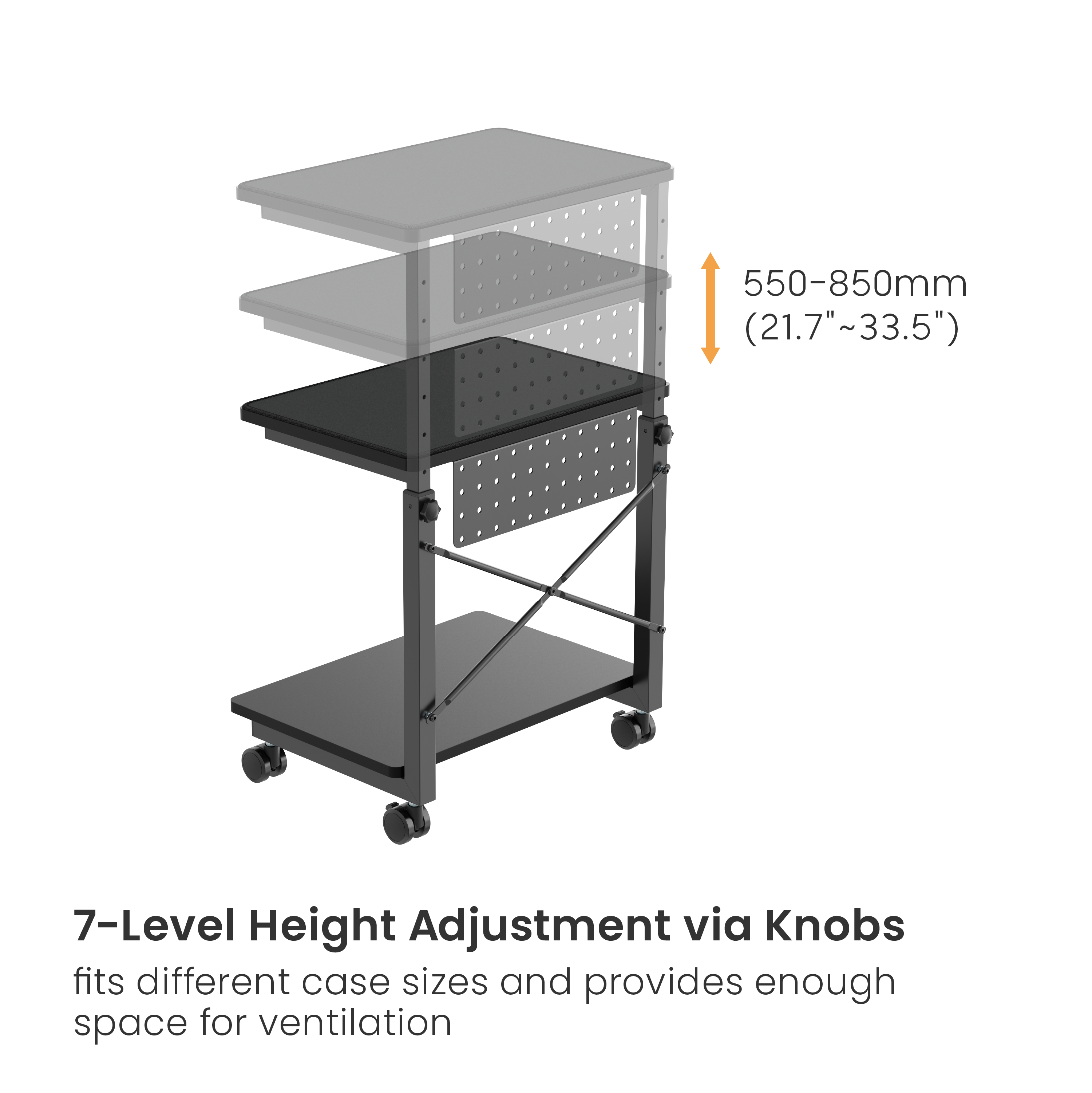 Mobile Height Adjustable CPU Floor Stand with Pegboard Supplier and ...