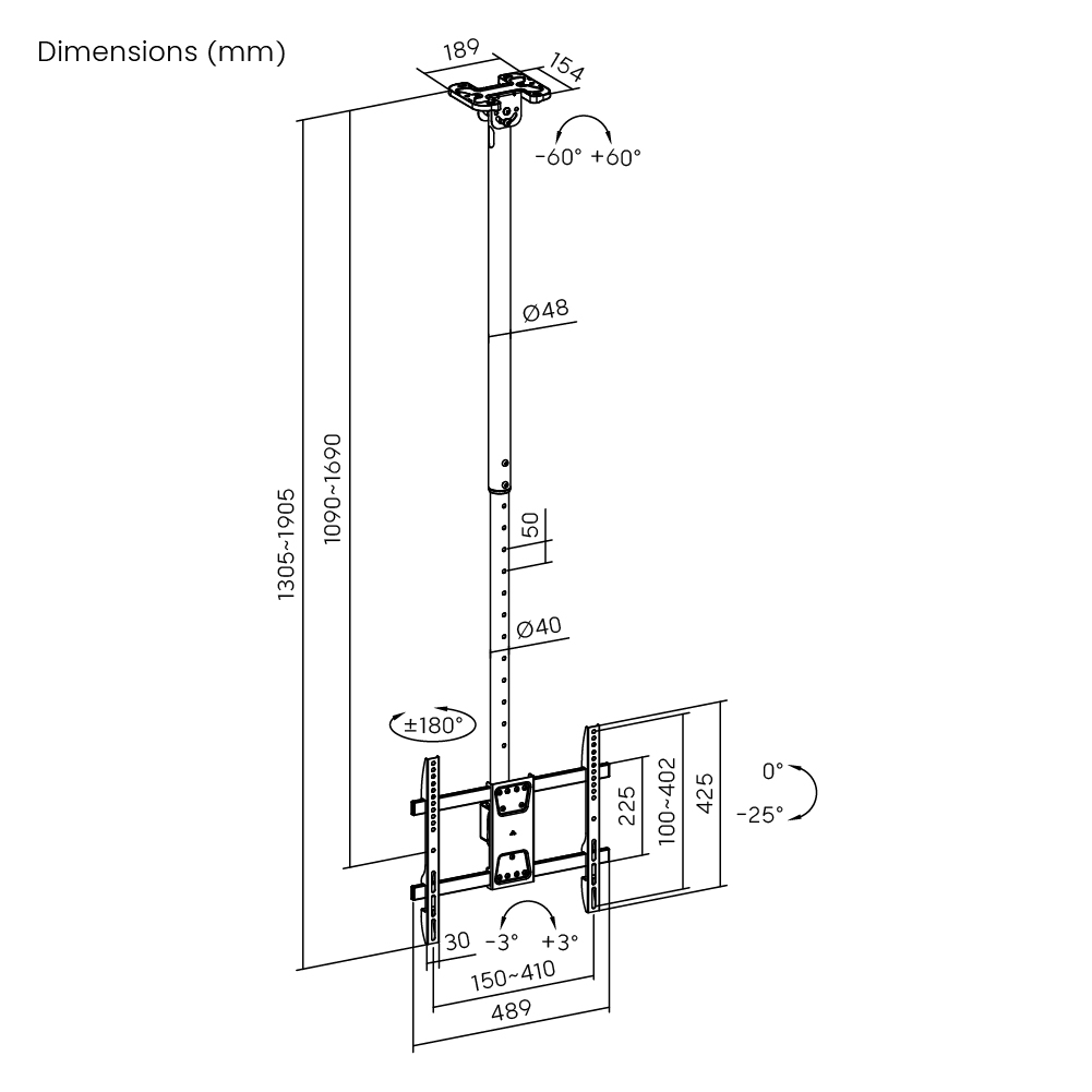 Ceiling Mount Monitor Detail Drawing