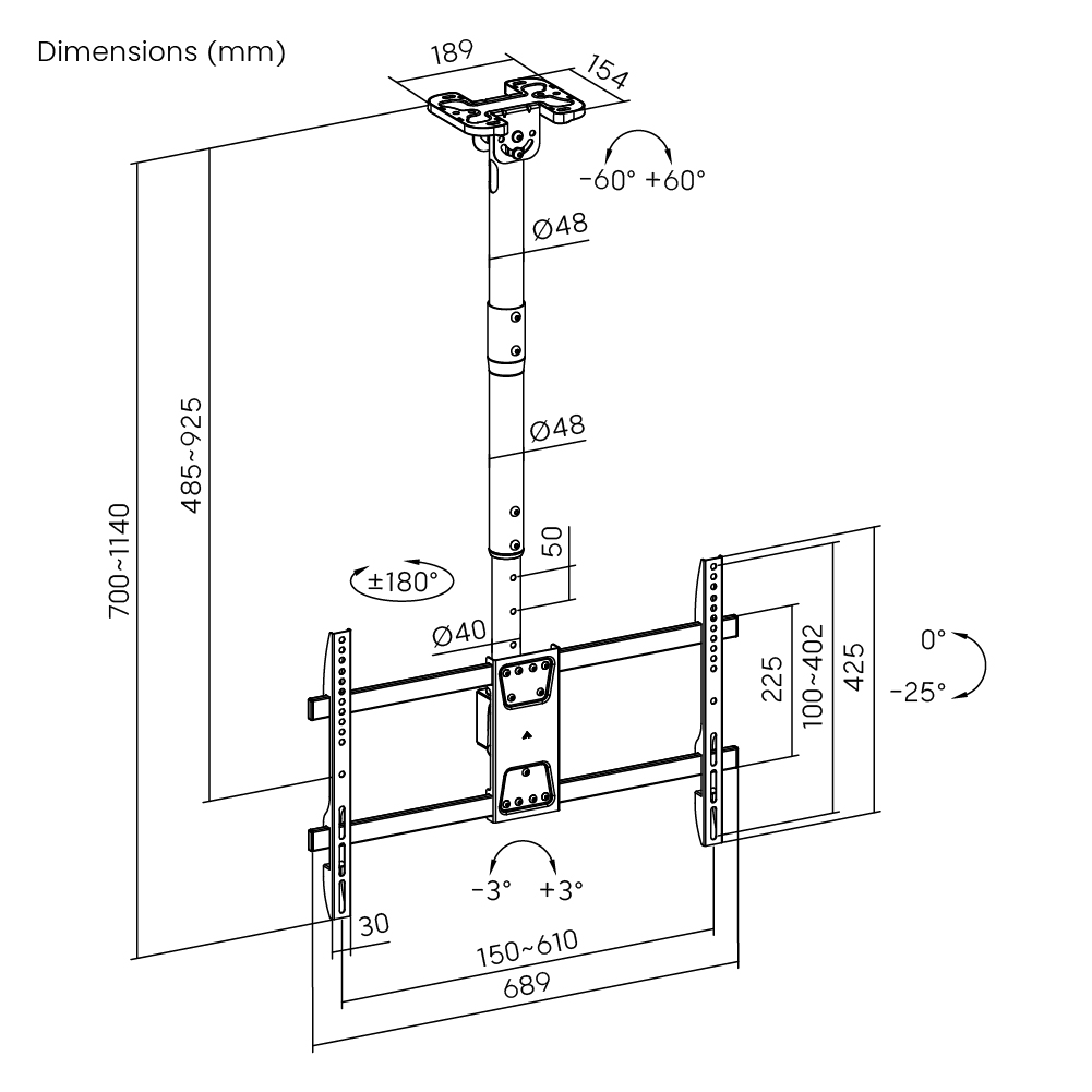Ceiling Mount Monitor Detail Drawing