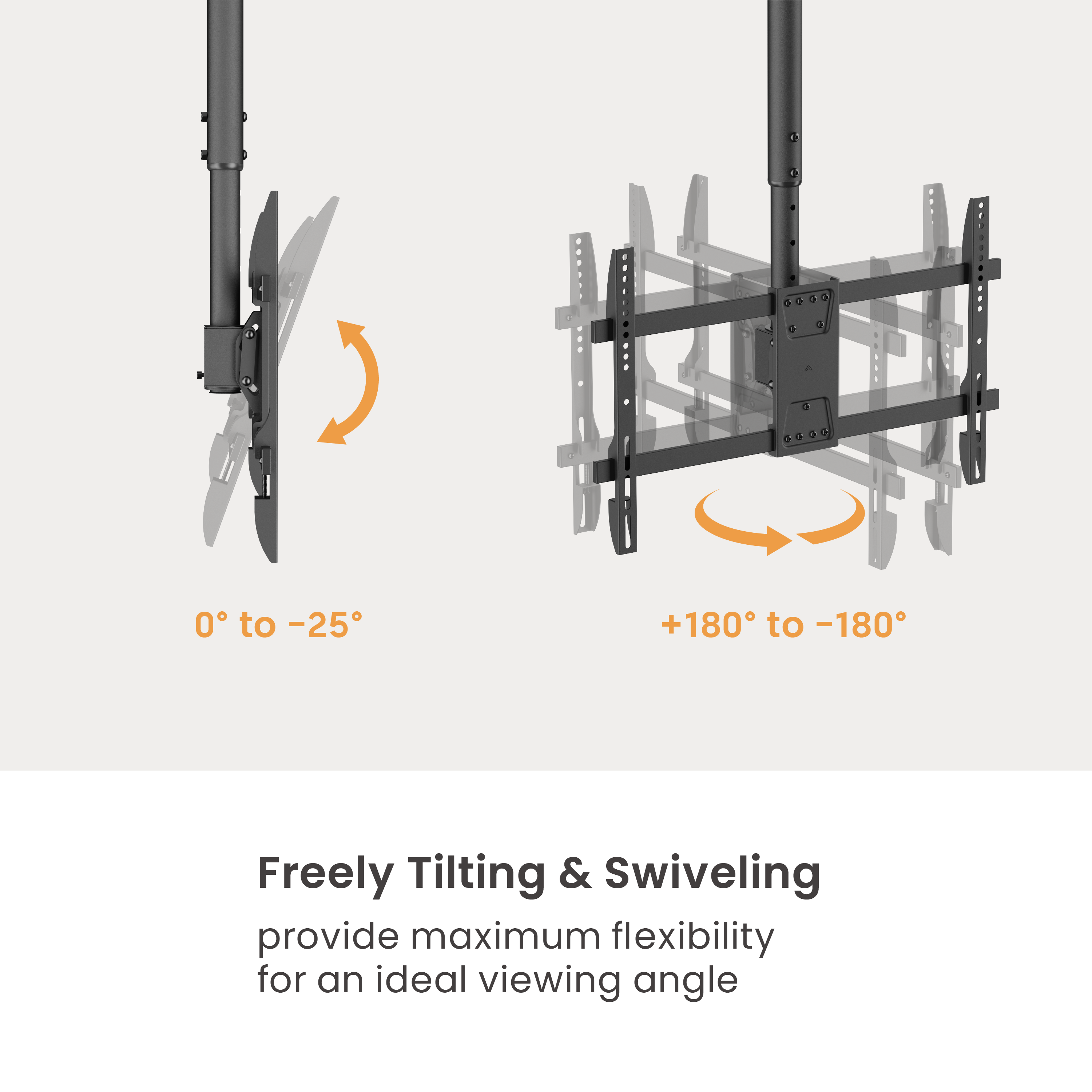 Cost-Effective Single Screen Heavy-Duty TV Ceiling Mount (Long ...
