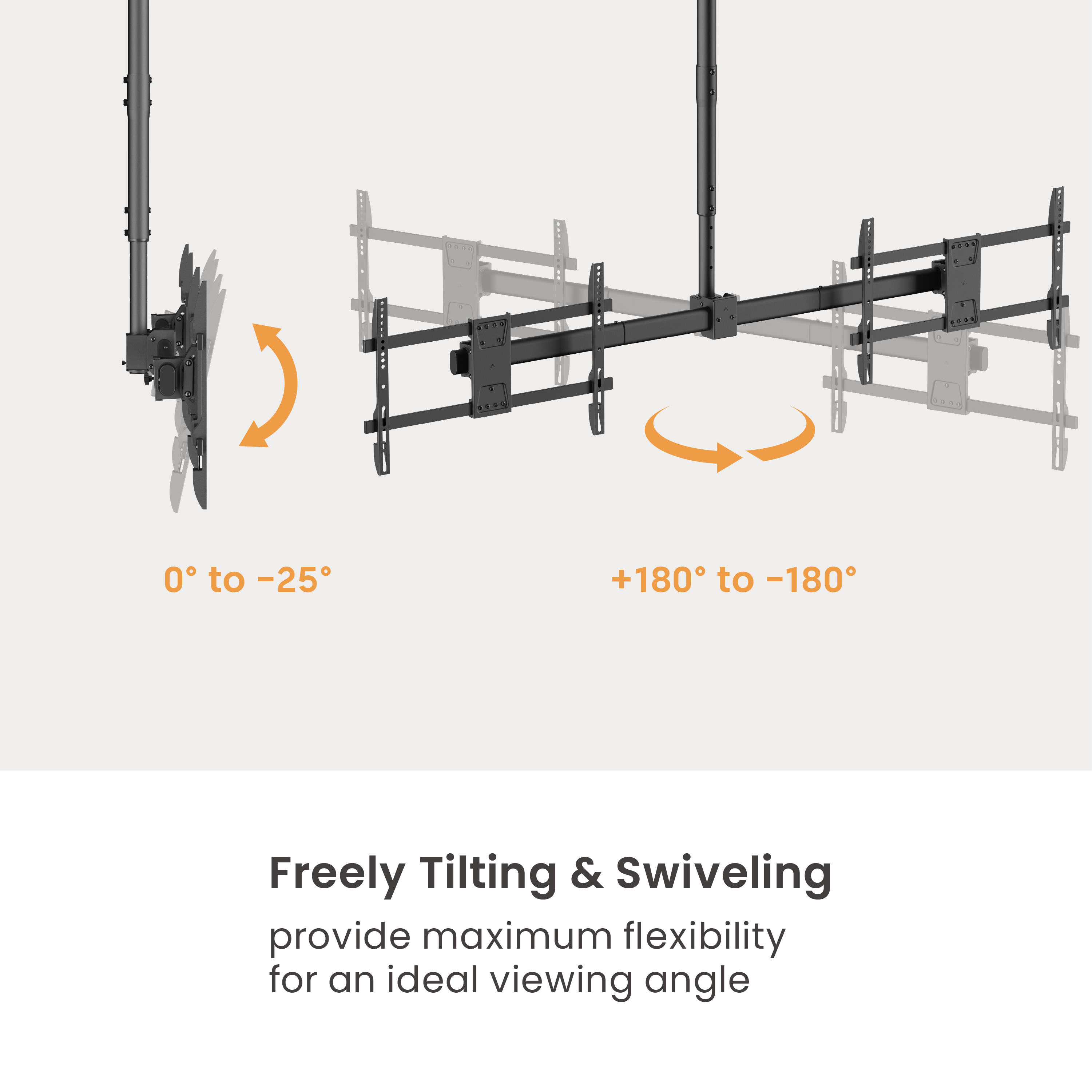 Side-by-Side Dual Screen Heavy-Duty TV Ceiling Mount (Long) Supplier ...