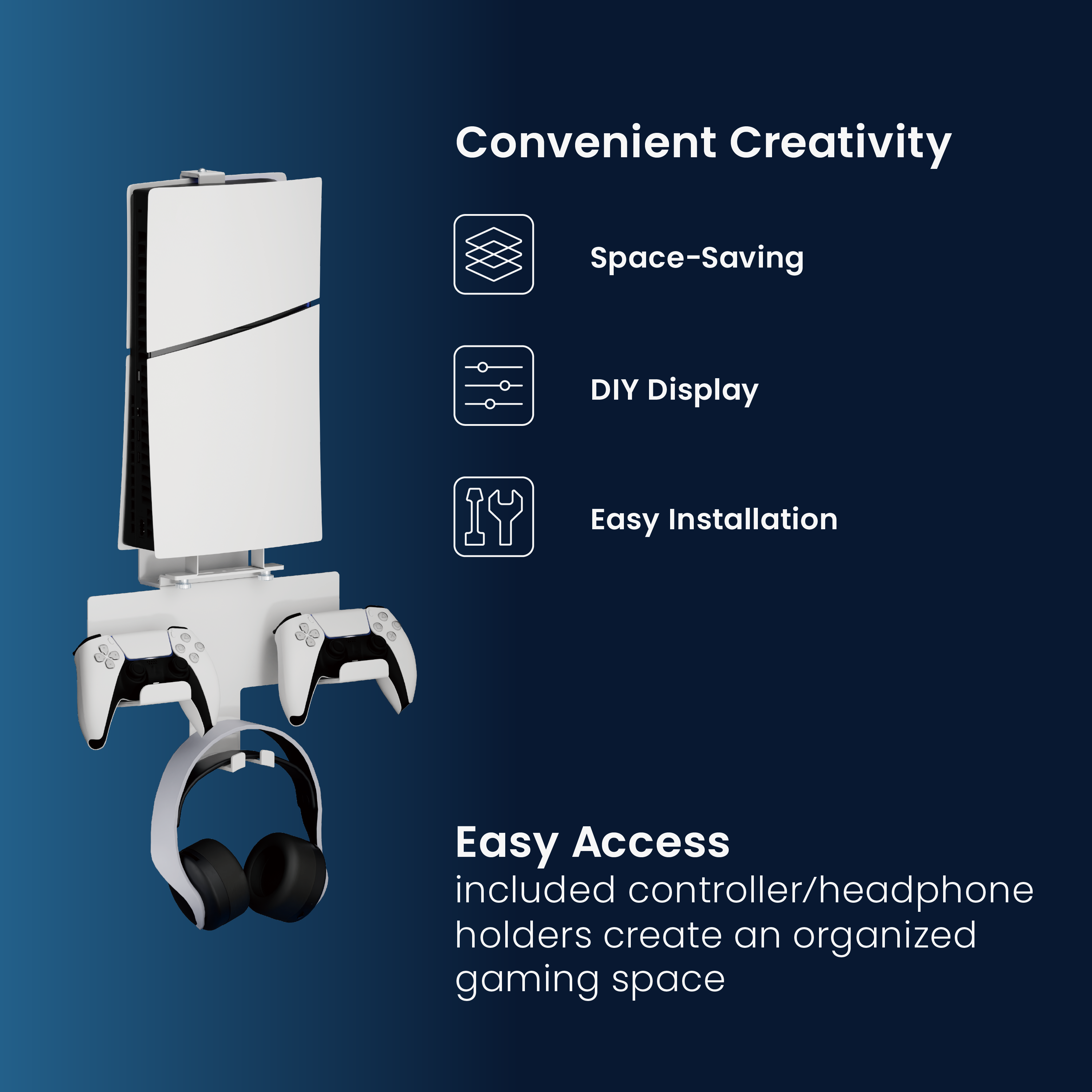 PS5/ PS5 Slim Wall Mounts with Controller and Headphone Holders ...