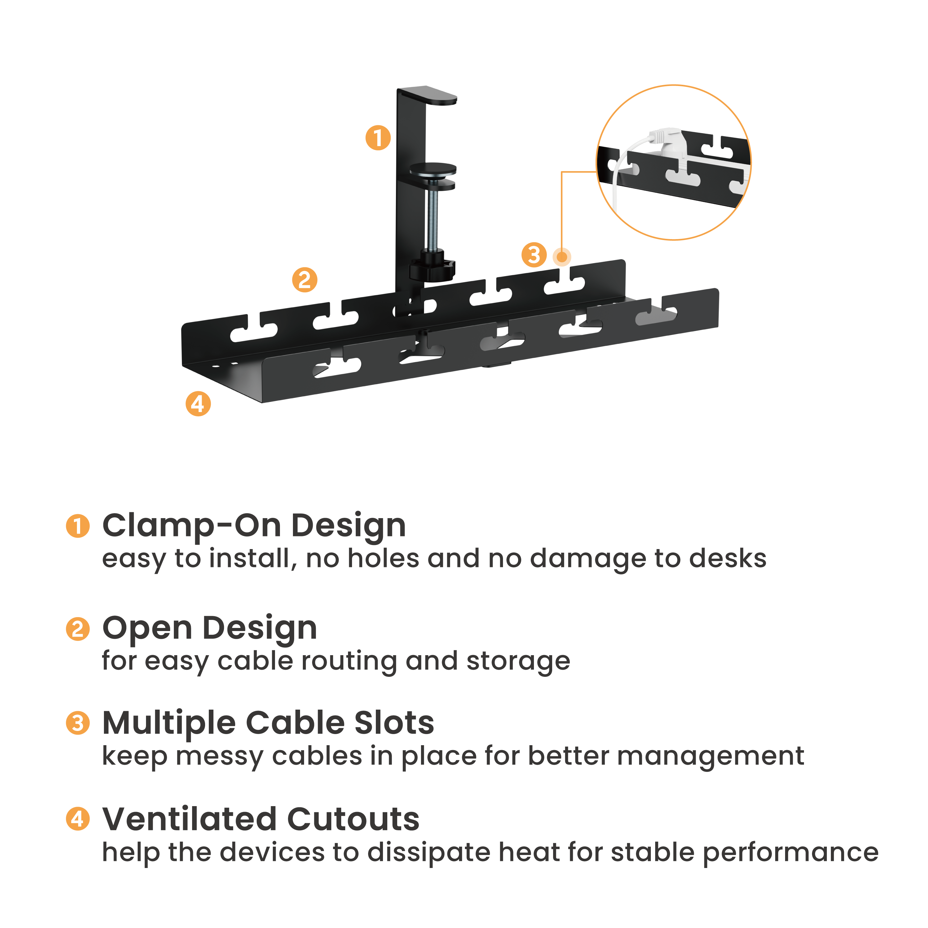Clamp-On Under-Desk Cable Management Tray Supplier and Manufacturer- LUMI