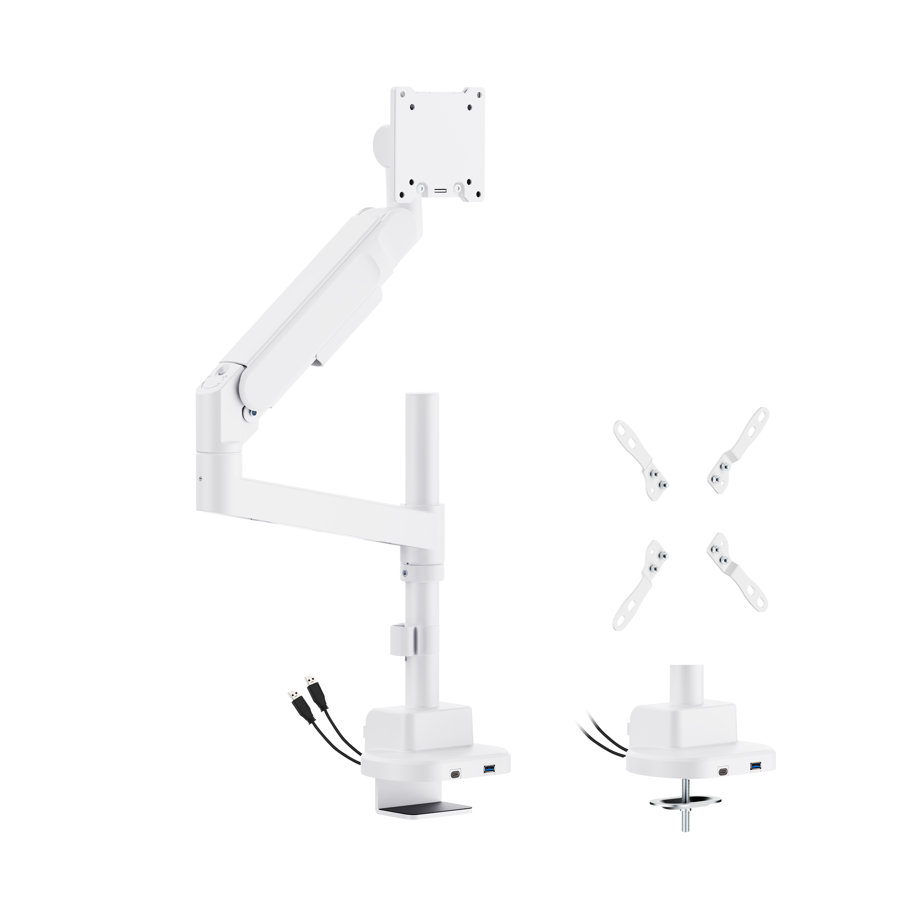 Future-Proof Heavy-Duty Pole-Mounted Gas Spring Monitor Arm with USB-A ...