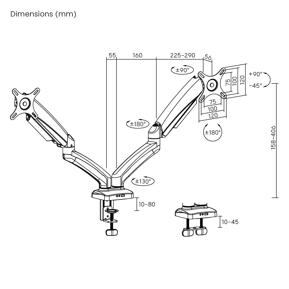 Elegance Dual Screen Mechanical Spring Monitor Arm Supplier and ...