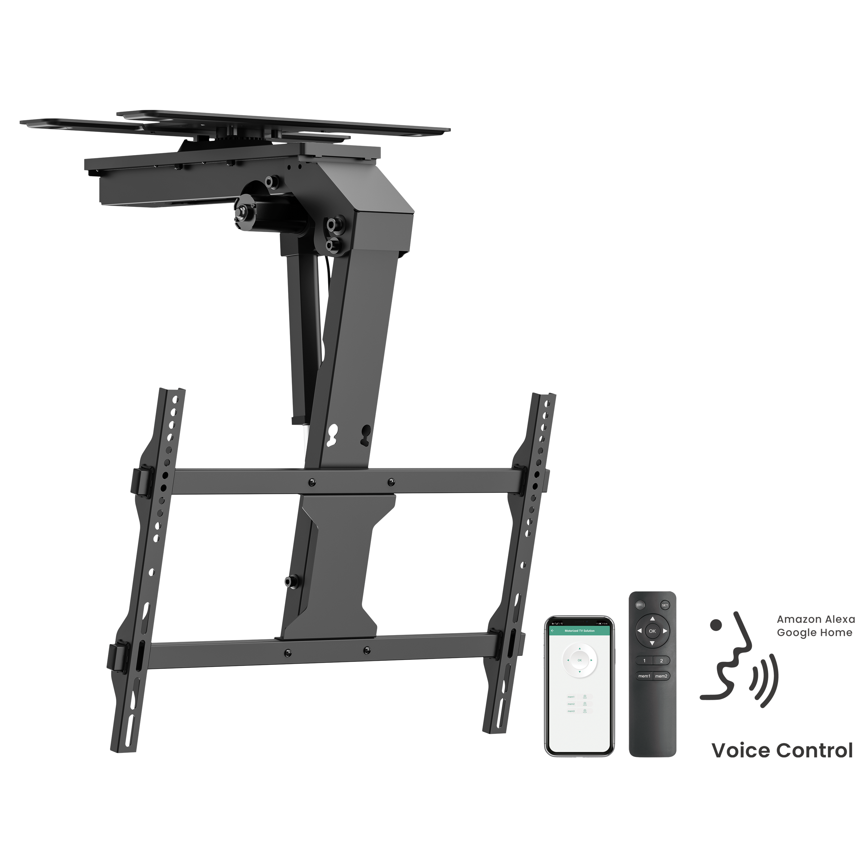 Smart Electric TV Ceiling Mount with Swivel Design & Double Stud ...