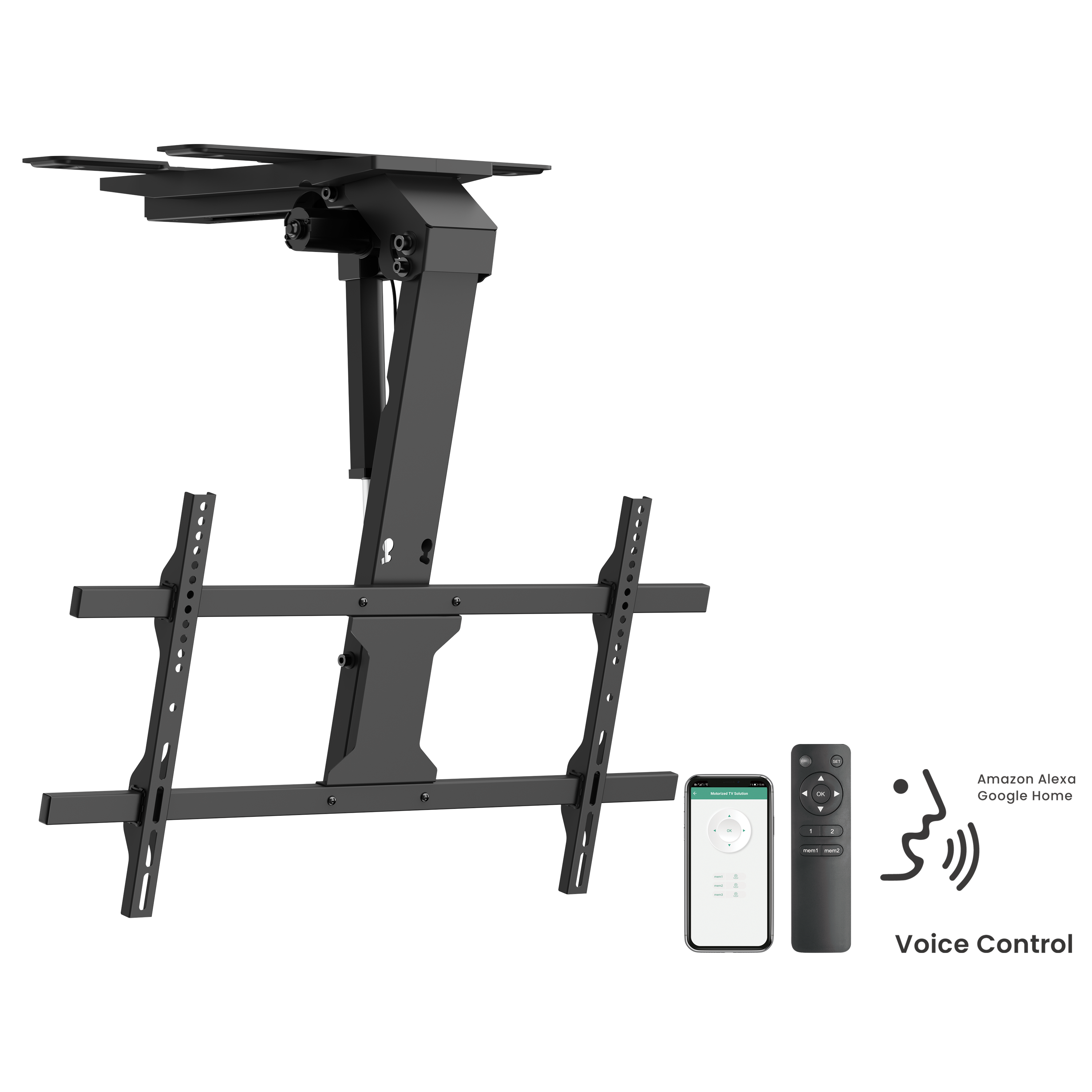 Large Smart Electric TV Ceiling Mount with Flat and Pitched Ceiling ...