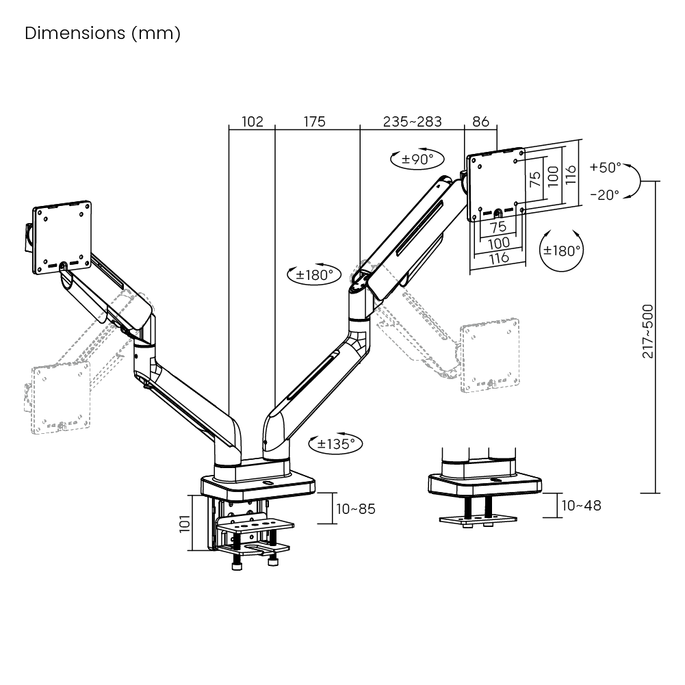 Heavy-Duty Gaming Monitor Arm For Dual Monitors Supplier and ...