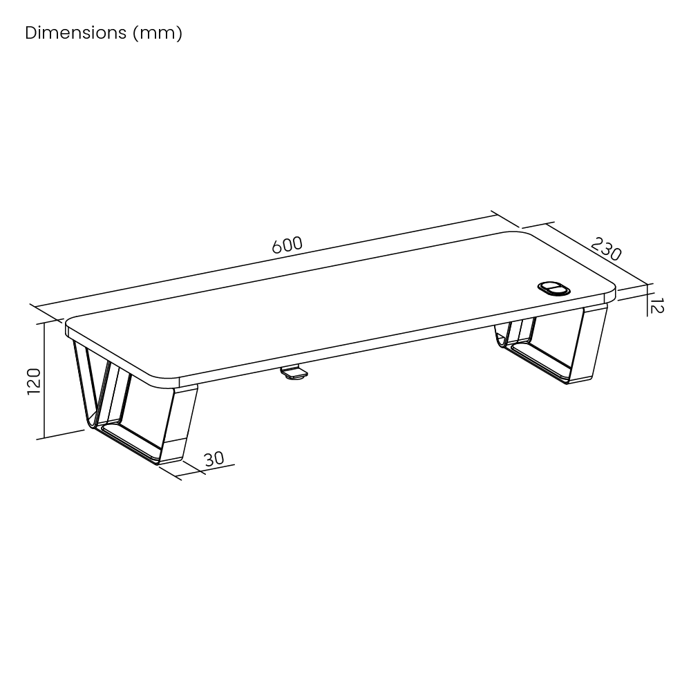 Gaming Monitor Riser with Infinity Mirror Lighting (600x230x120mm ...