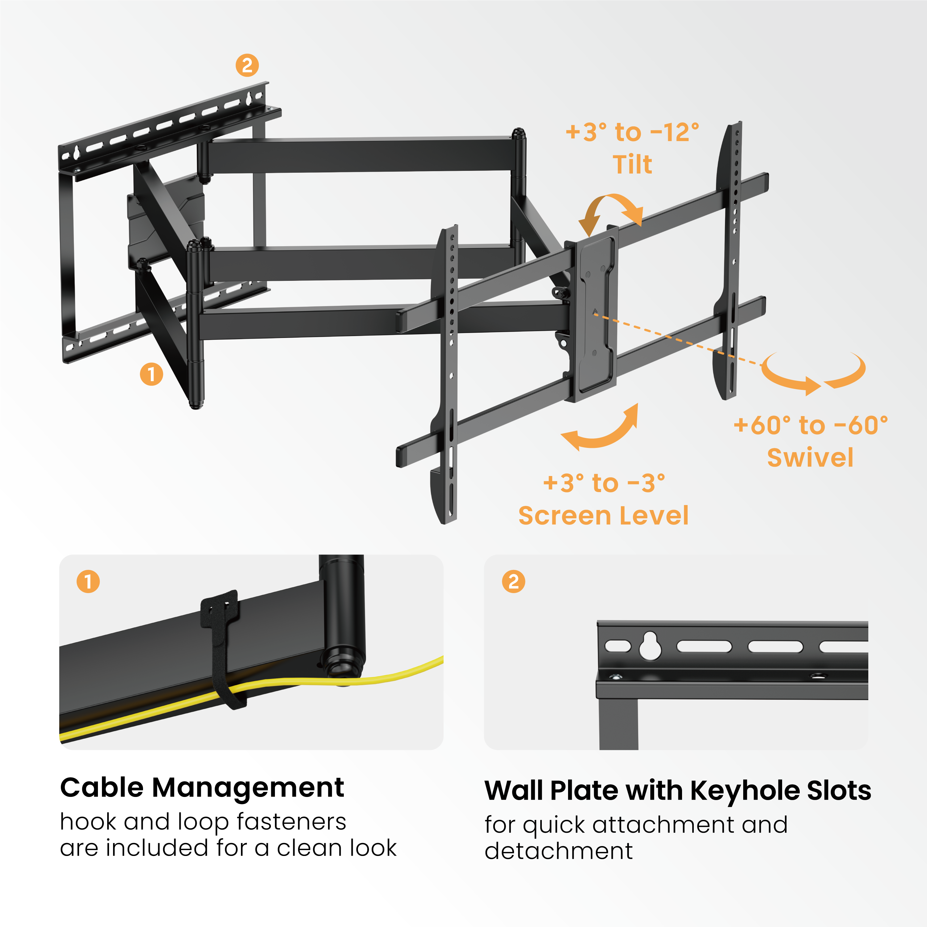 Extra Long Arm Full-Motion TV Wall Mount Supplier and Manufacturer- LUMI