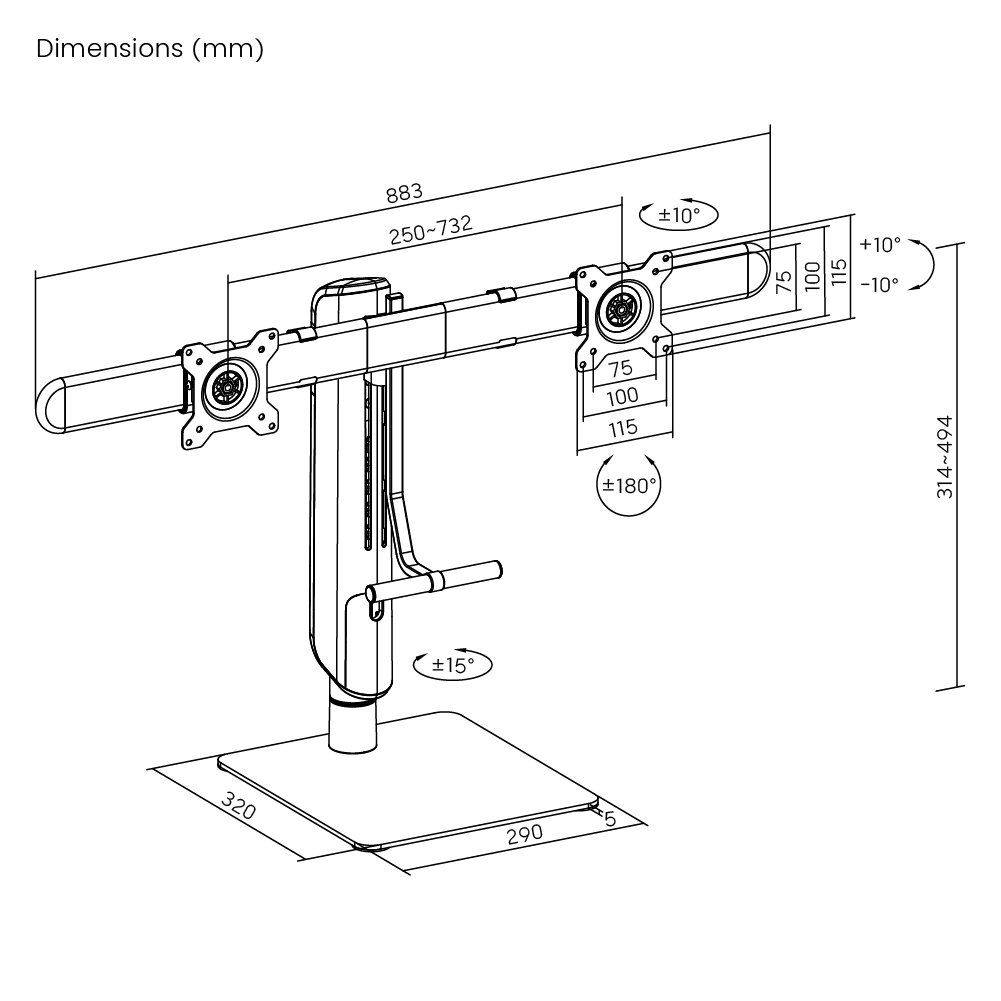 Heavy-Duty Vertical Lift Free-Standing Dual-Screen Monitor Stand ...