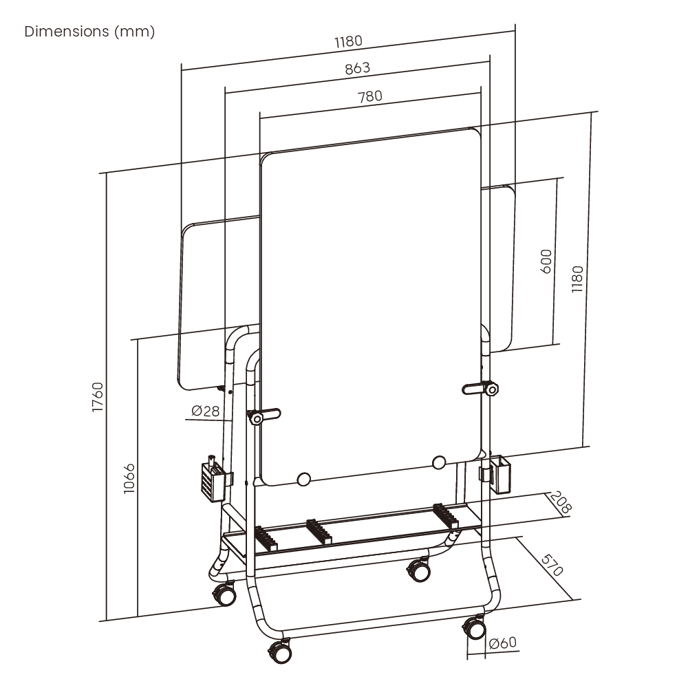 Mobile Whiteboard Storage Cart with Two Whiteboards Supplier and ...