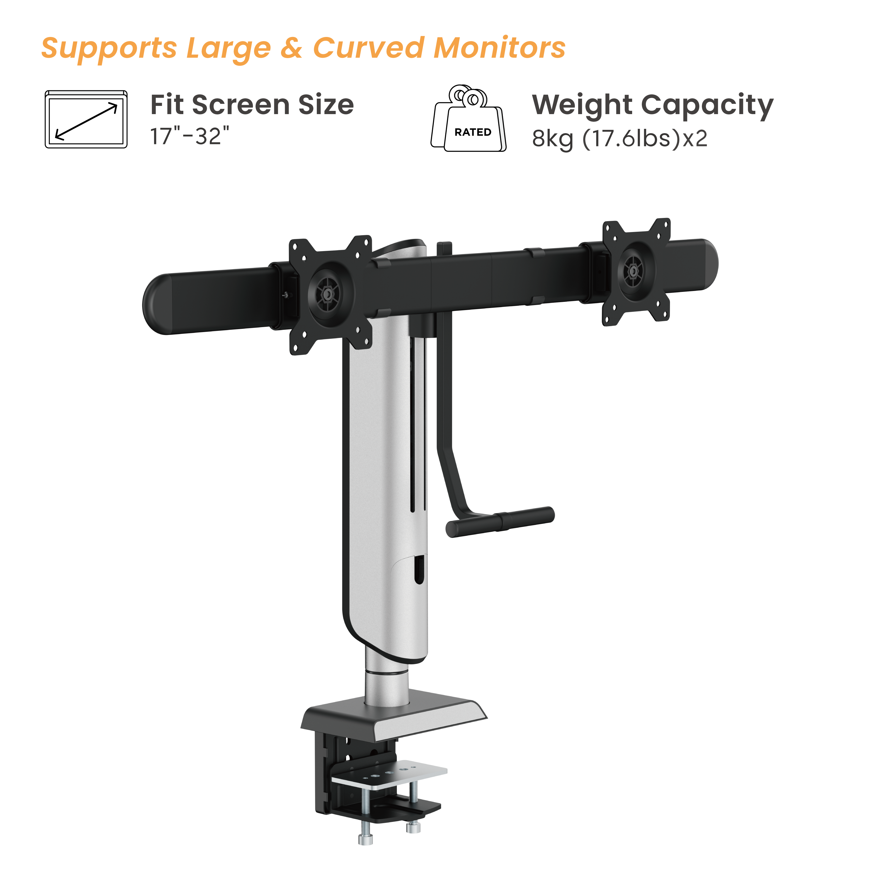 Heavy-Duty Vertical Lift Clamp-On Dual-Screen Monitor Stand Supplier ...