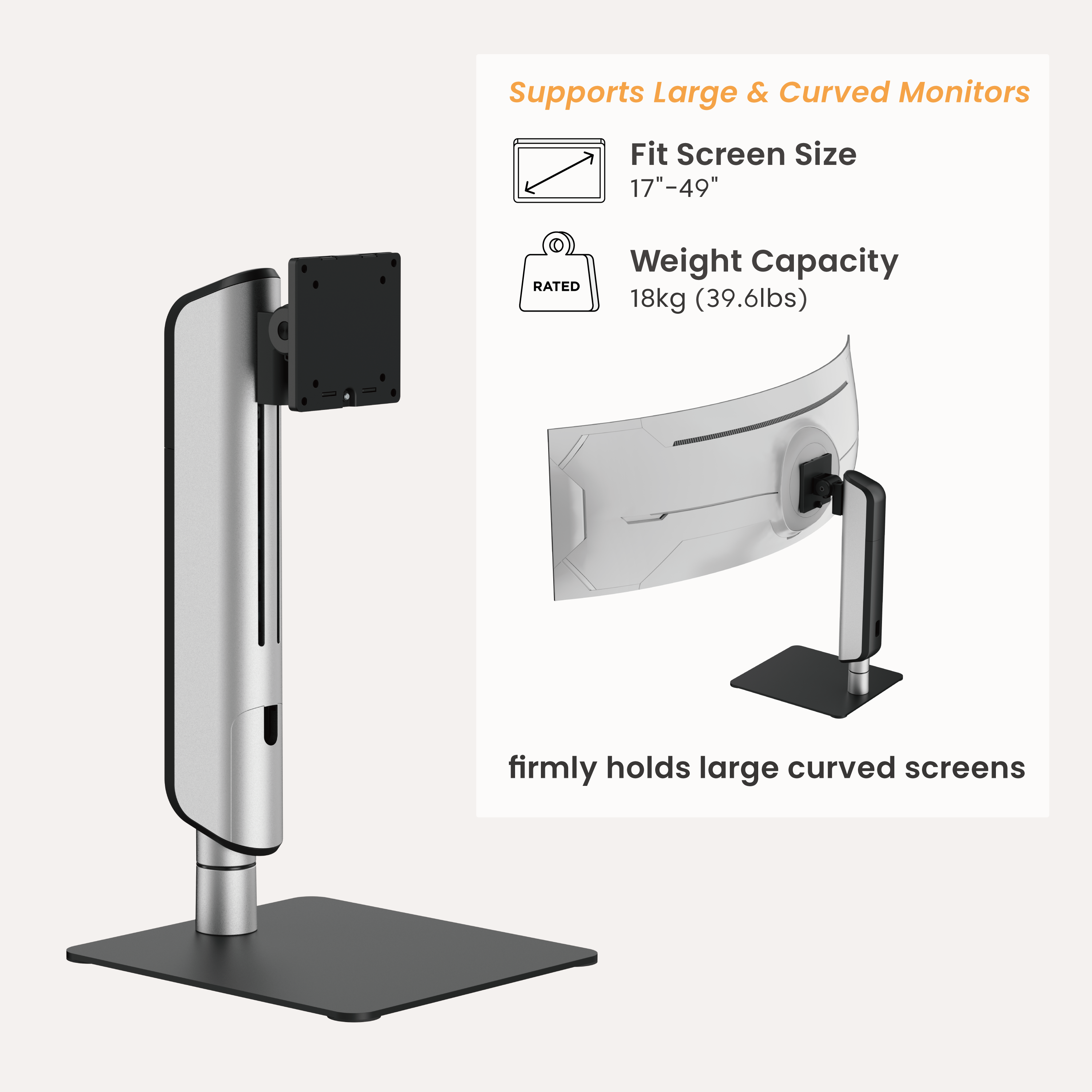 Heavy-Duty Vertical Lift Free-Standing Single-Screen Monitor Stand ...