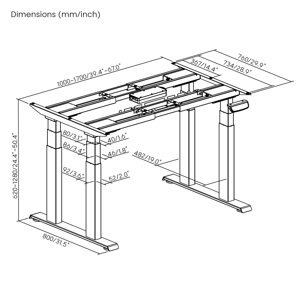 Heavy-Duty Four Leg Quad-Motor Sit-Stand Desk (Standard Column ...