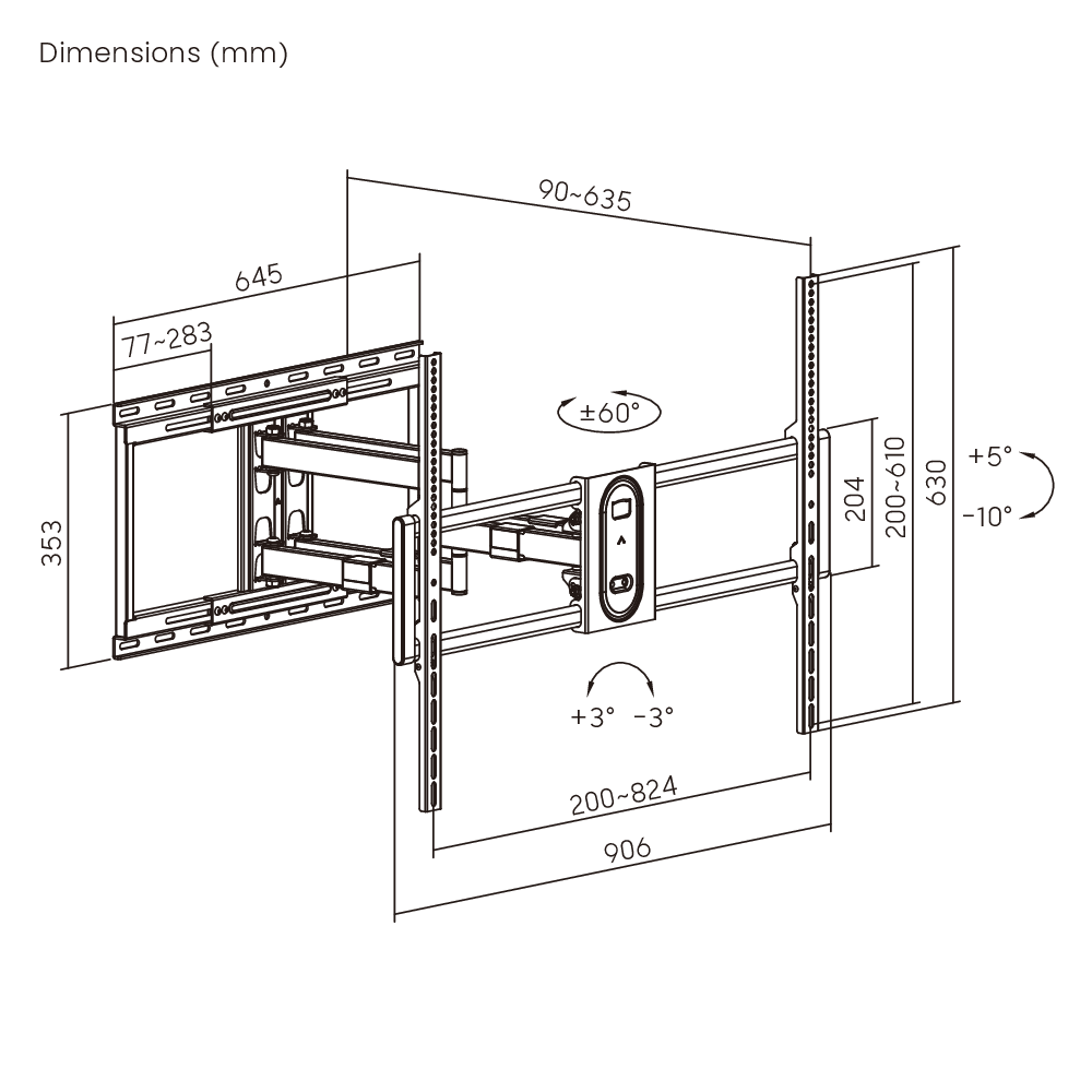 Heavy-Duty Full-Motion TV Wall Mount with Lateral Shift Wall Plate ...