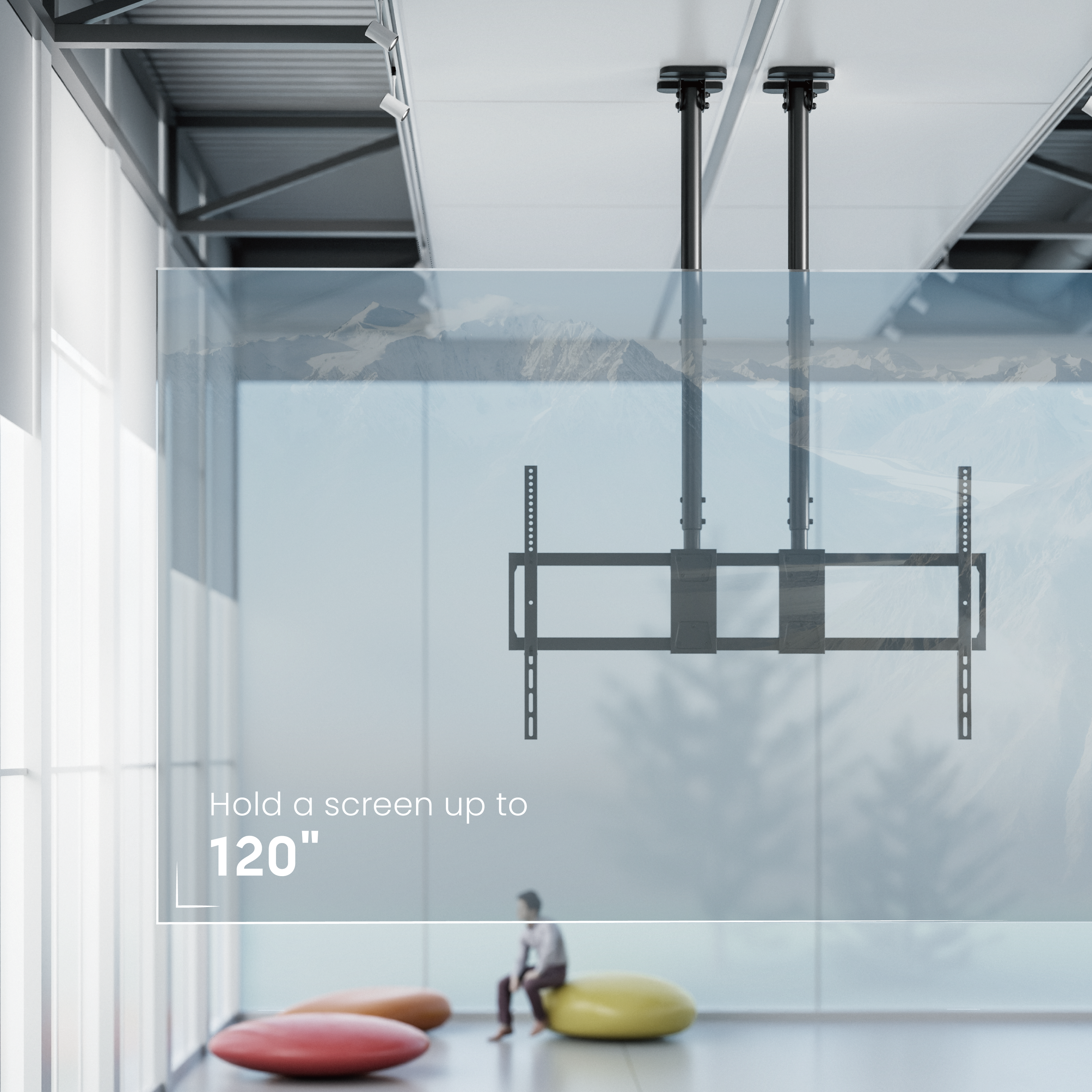 Dual-Pole Cost-Effective Heavy-Duty Ceiling Mount for Large TVs ...