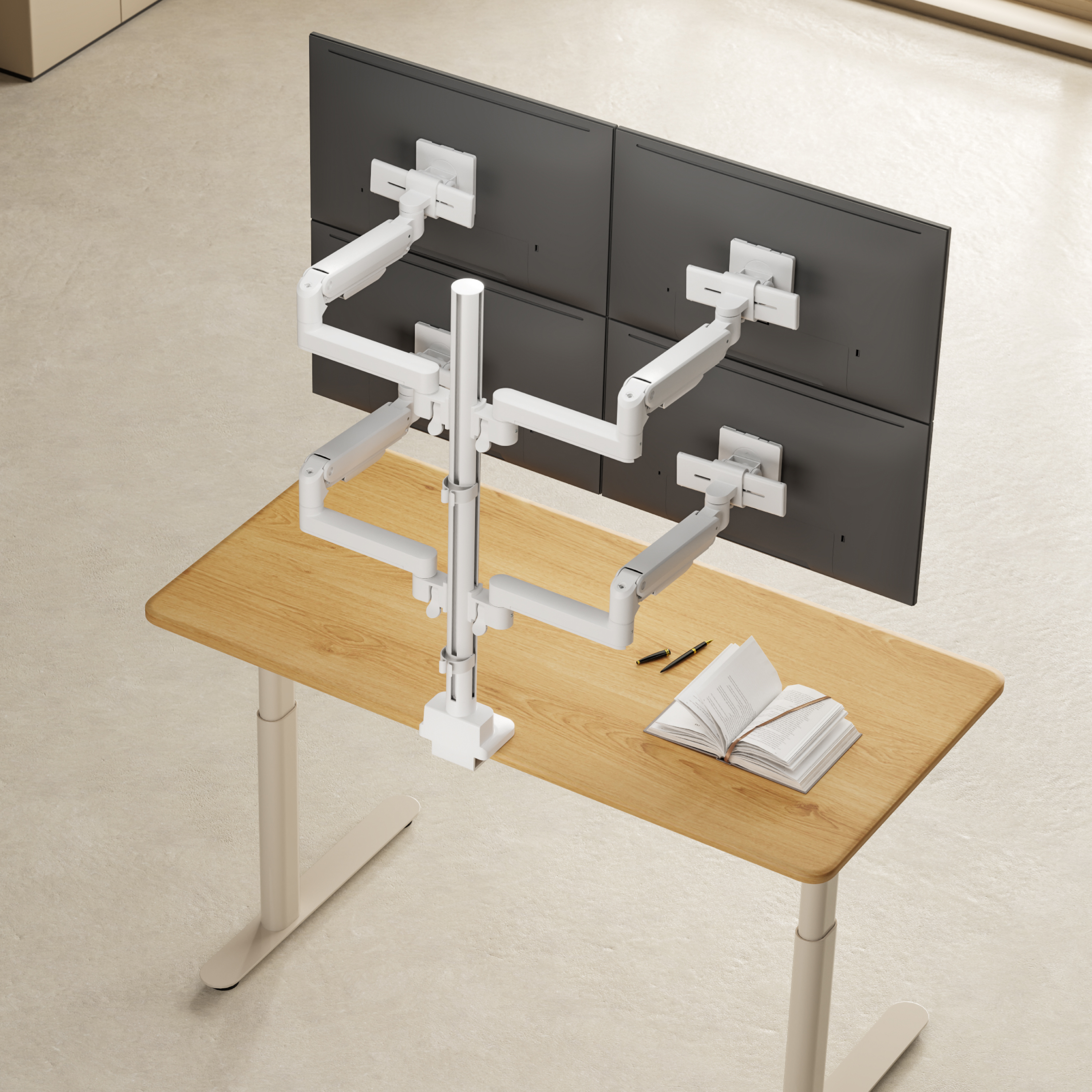 Modular Mechanical Spring Quad Monitor Arm with Sliders Supplier and ...