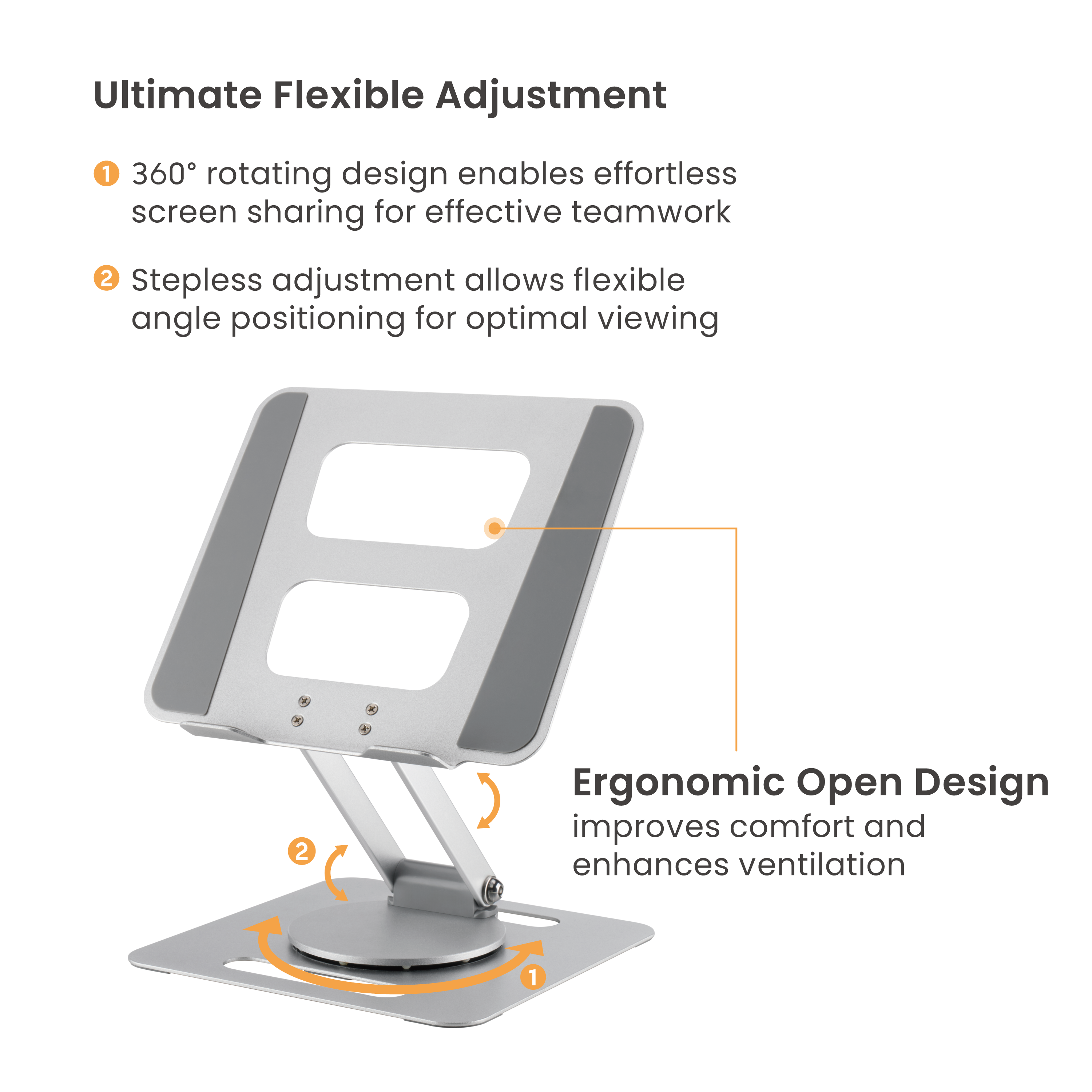 Foldable Stepless Adjustable Laptop Riser with 360° Rotating Design ...